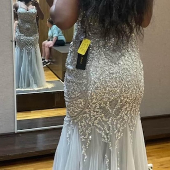 Dresses | Elegant Silver Evening Gown | Poshmark